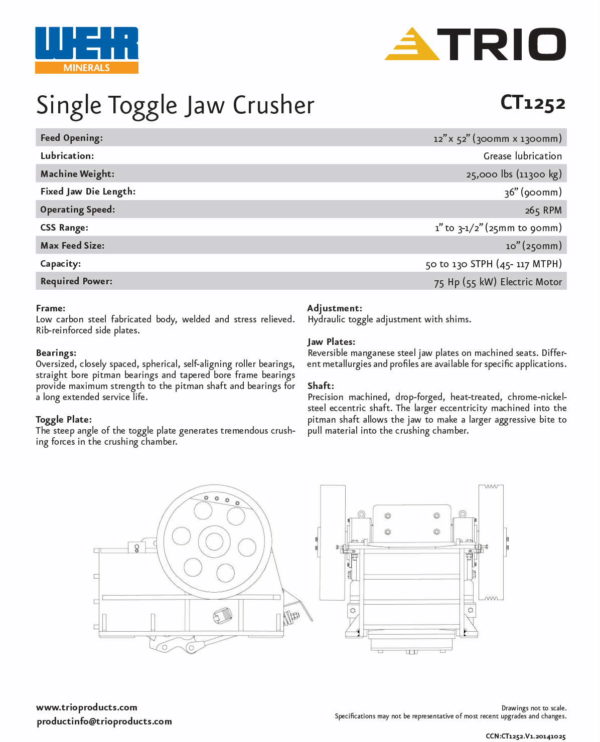 CT1252 SINGLE TOGGLE JAW CRUSHER - DRILLING MINING CONCEPTS